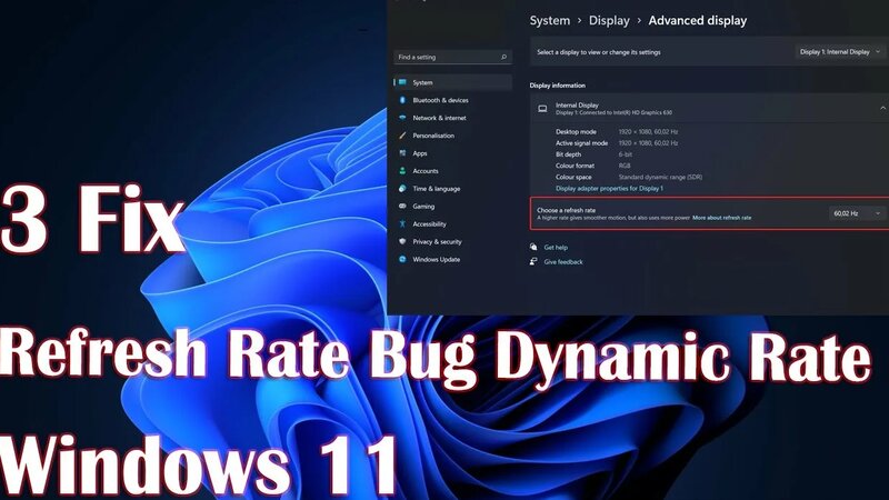 Fix Refresh Rate Bug Fix Dynamic Rate Not Showing Windows 11 - Смотреть онлайн в поиске Яндекса ...