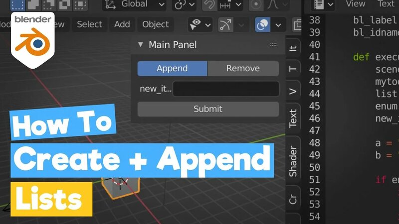 Blender Python Tutorial : Lists - Create, Append and Remove [learn python for beginners ...