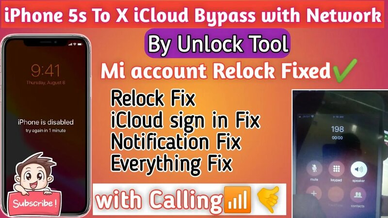 iPhone 5s to X Disabled iCloud Bypass with network By Unlock Tool