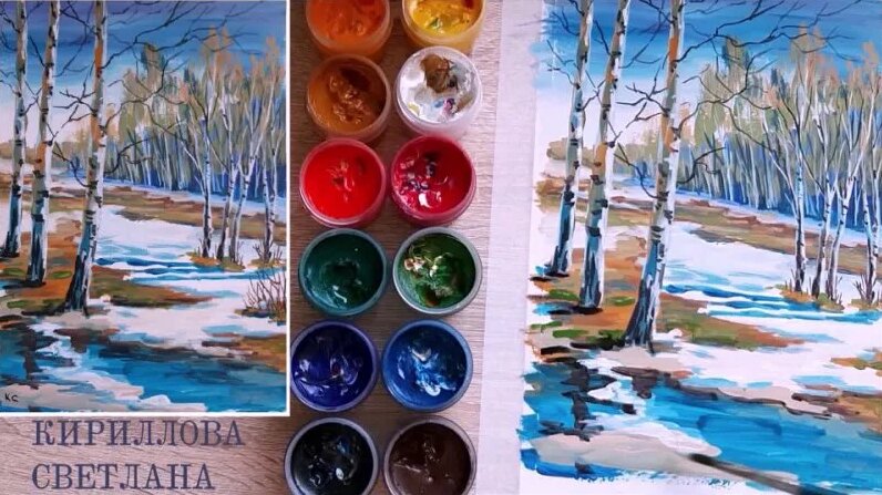 Рисуем Весну КАК Нарисовать Весенний Пейзаж Гуашью Очень Просто КАК Нарисовать Весну — Видео