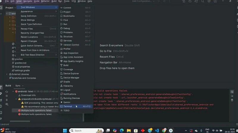 A build operation failed.Could not create task - Flutter Android Studio - Yandex Video aramada ...