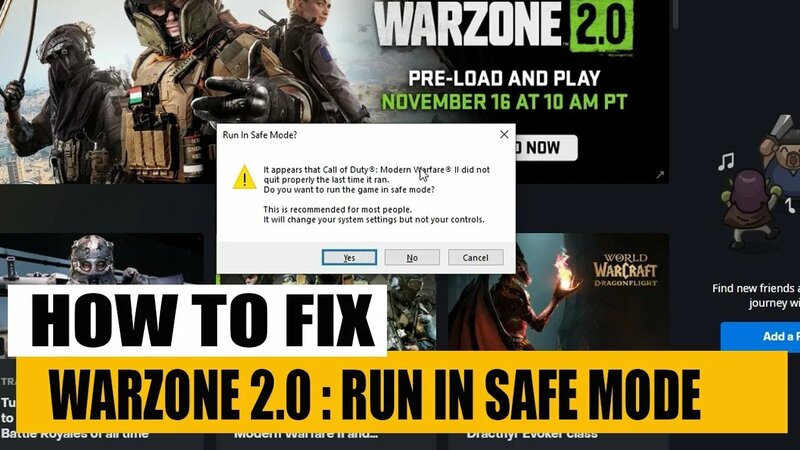 Warzone 2.0 Run in safe mode fix | How to #fix safe mode error in #warzone 2.0 || by ...