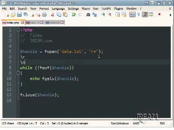 Php File Handling Fopen Fwrite Fclose While Feof Fgets Fileput