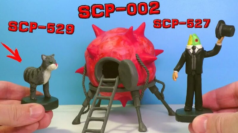 Лепим Живую комнату SCP-002, SCP-529 Полукошка Джози и SCP-527 Господин Рыба из пластилина ...