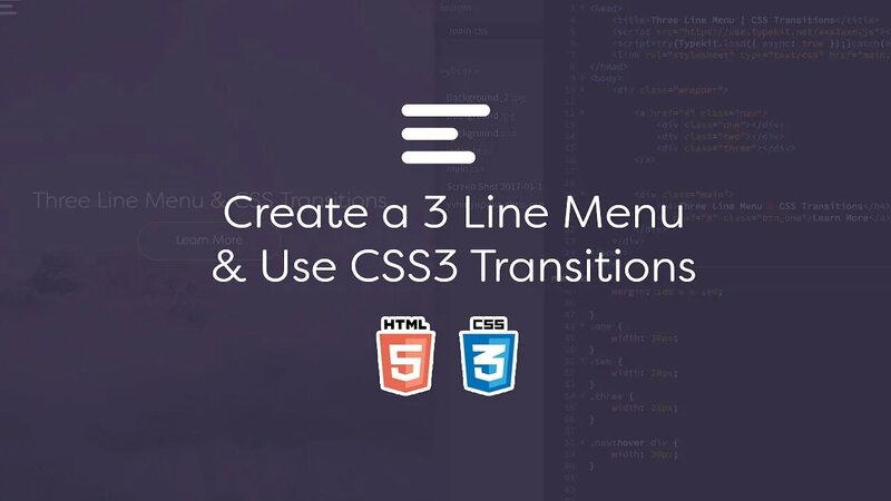 Create a Three Line Menu & Use CSS3 Transitions - Code Tutorial - Смотреть онлайн в поиске ...