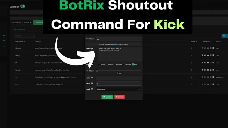 How to set up a Shoutout Command on BotRix for Kick Streams - Смотреть онлайн в поиске Яндекса ...