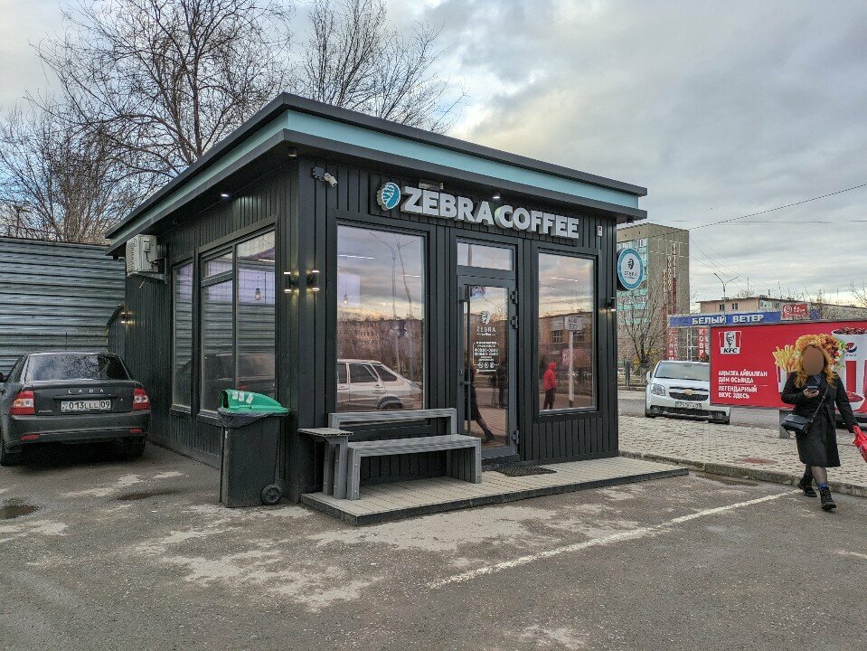 Kahve dükkanları Zebra Coffee, Temirtav, foto