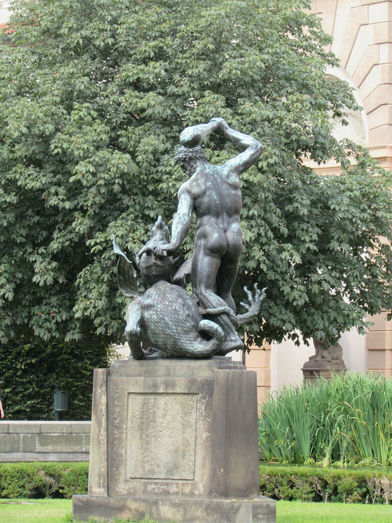 Park, sokak heykeli Herkul, Prag, foto