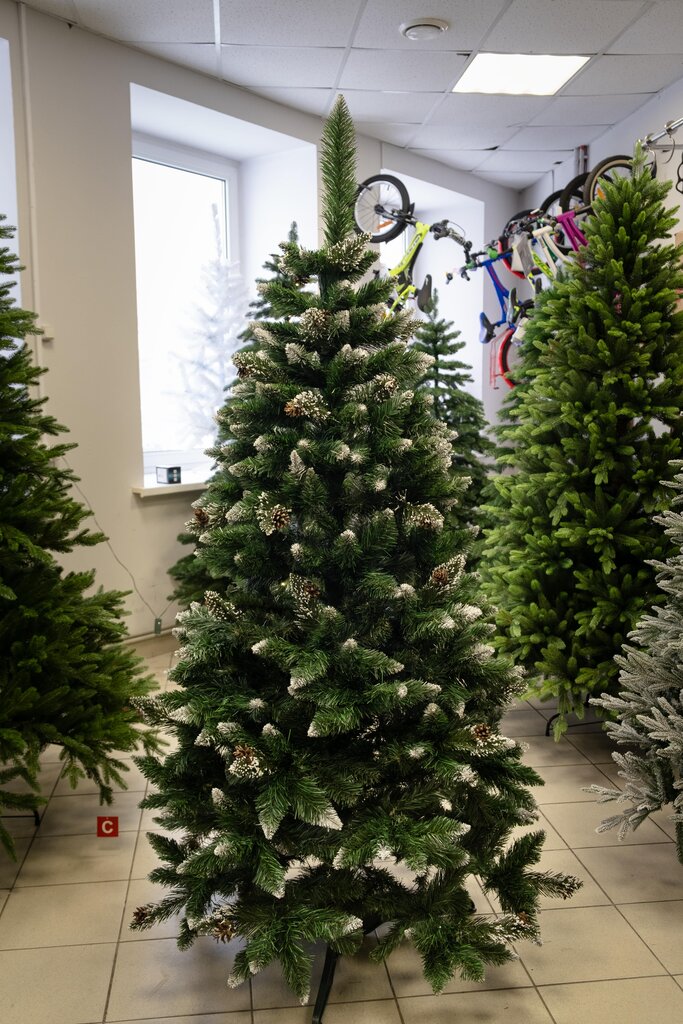 Yapay çam ağaçları ve süsleri Ёлкамаркет, Minsk, foto