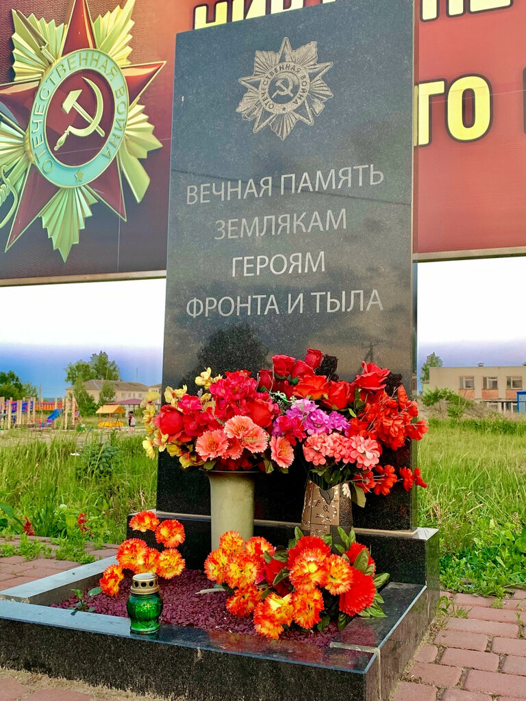 Anıt, heykel Памятник землякам, погибшим в годы Великой Отечественной войны, Brianskaya oblastı, foto