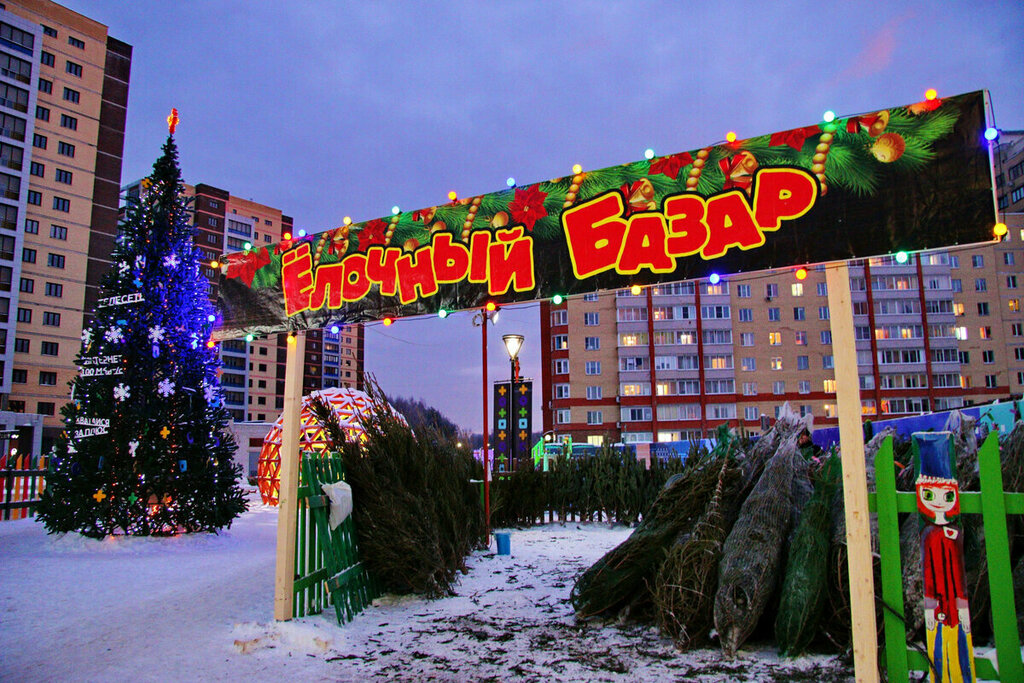 Çam ağacı pazarı Ay da yolki, Himki, foto