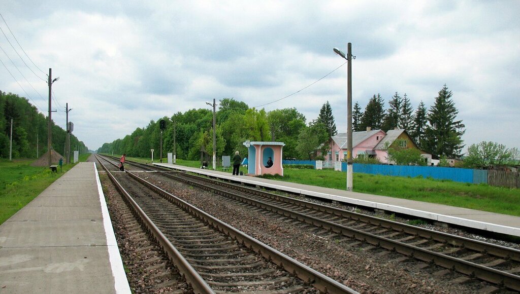 Tren istasyonu prypynačny punkt Barok, Gomelskaya oblastı, foto