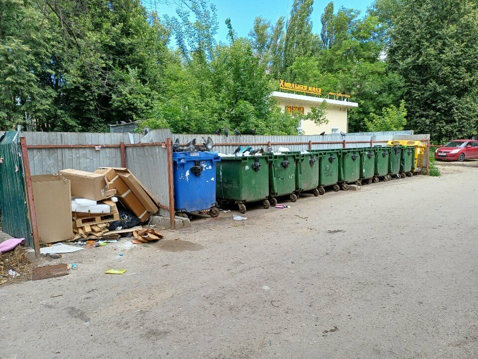 Ayrı çöp toplama noktası Пункт приема бумаги, пластика, Lipetsk, foto