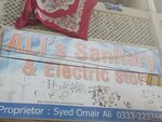 Ali's sanitary and and electric store (Province of Sindh, Karachi, Azam Town), banyo ve klozet mağazaları  Karaçi'den