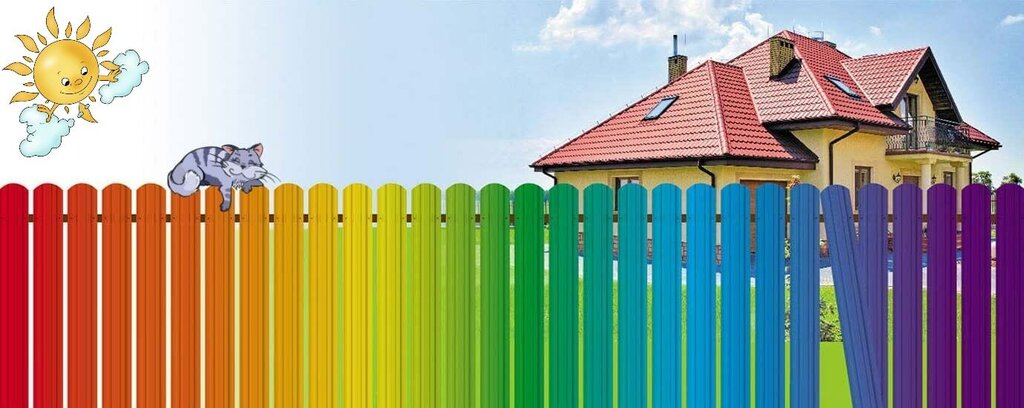 Çitler, parmaklıklar Metal picket fence, Rudny, foto