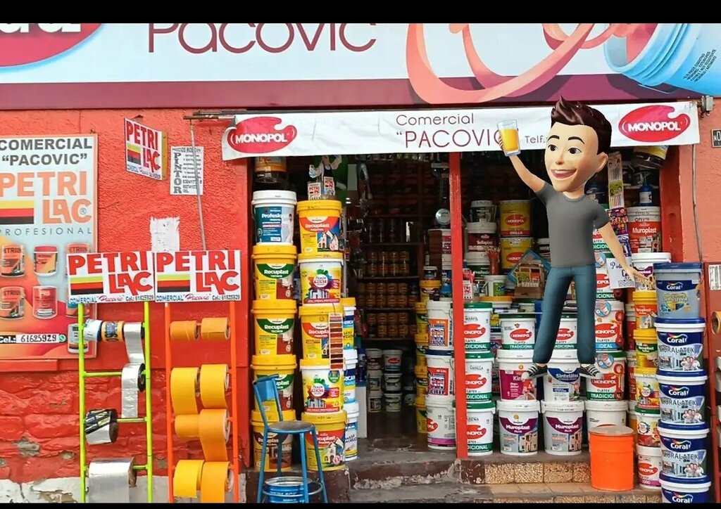 Boya ve cila malzemeleri üretim ve satış yerleri Cóm. Pacovic, Cochabamba, foto