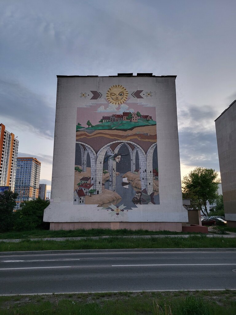 Sokak sanatı Мурал Миф о реке Немига, Minsk, foto
