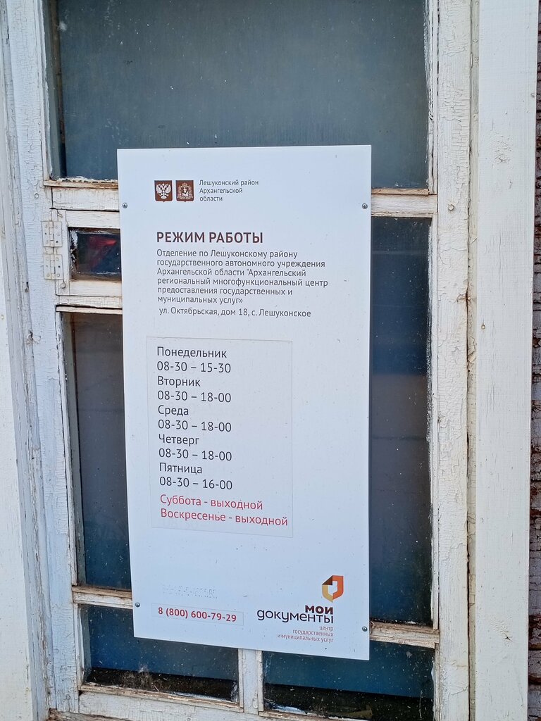 Belediye ve kamu hizmetleri merkezi MFTs Moi dokumenty, Arhangelskaya oblastı, foto