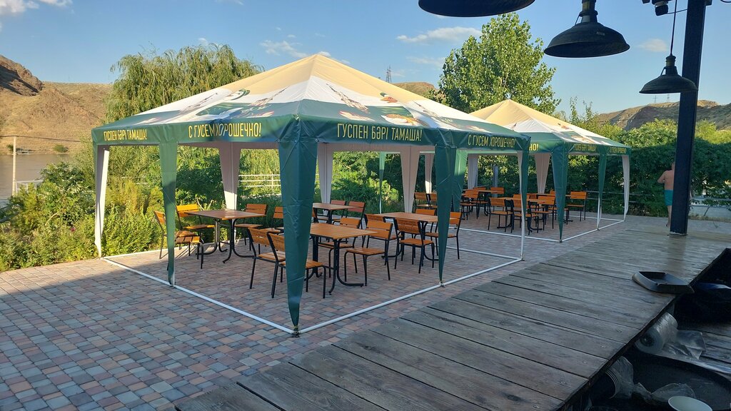 Avcılar ve balıkçılar Ribin good, Almatı eyaleti, foto