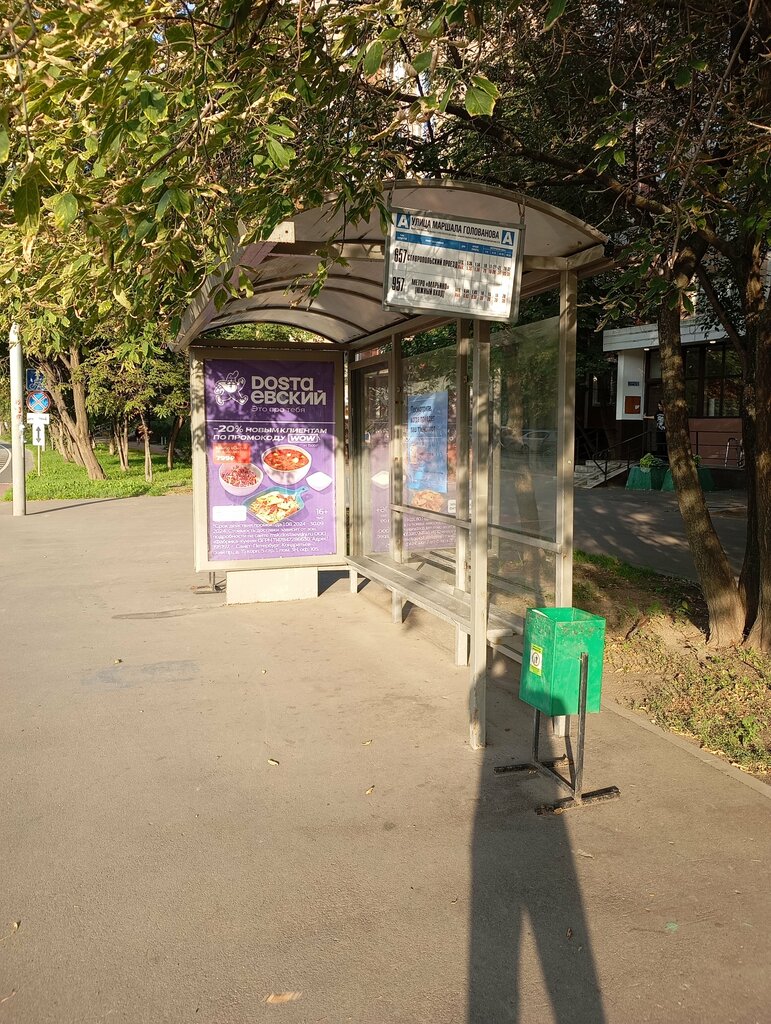 Toplu taşıma durağı Marshal Golovanov Street, Moskova, foto