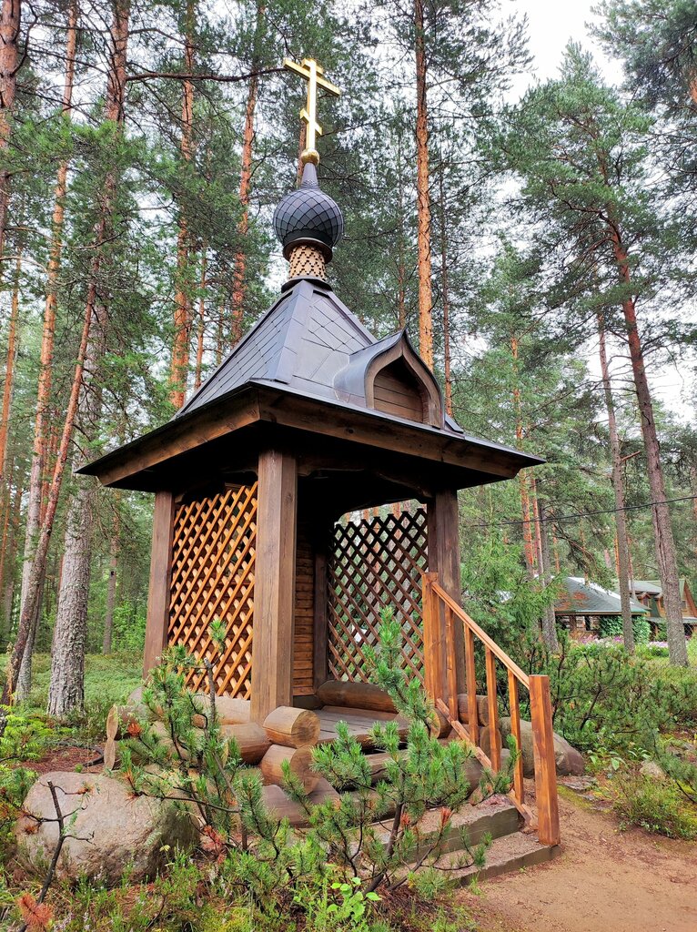 Şapel, haç anıtı Надкладезная часовня Серафима Саровского, Saint‑Petersburg ve Leningradskaya oblastı, foto