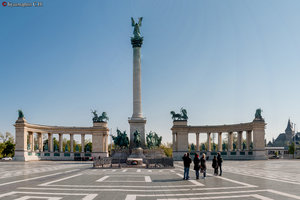 Millennium Monument (Budapest, Hősök tére), park, sokak heykeli  Budapeşte'den
