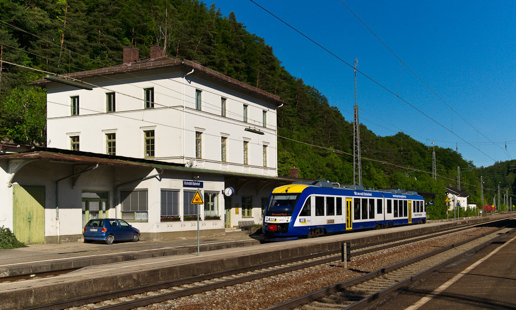 Tren istasyonu Eichstätt Bahnhof, Bavyera, foto
