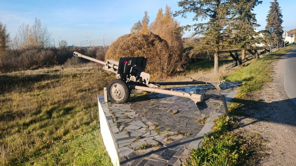 Teknoloji anıtı 76 мм пушка ЗИС-3, Novgorodskaya oblastı, foto