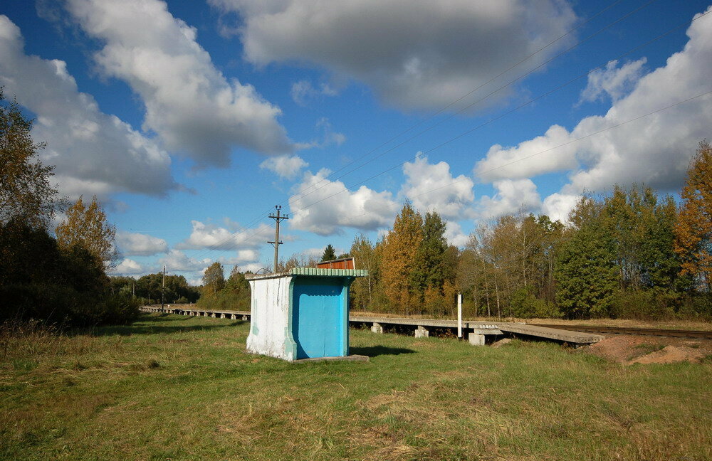 Tren istasyonu prypynačny punkt Mianiucieva, Vitebskaya oblastı, foto