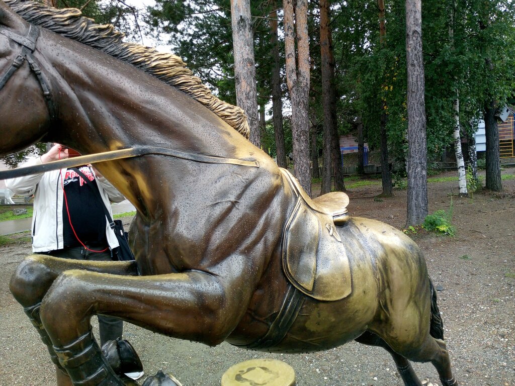 Park, sokak heykeli Лошадь, перепрыгивающая через препятствие, Zlatoust, foto