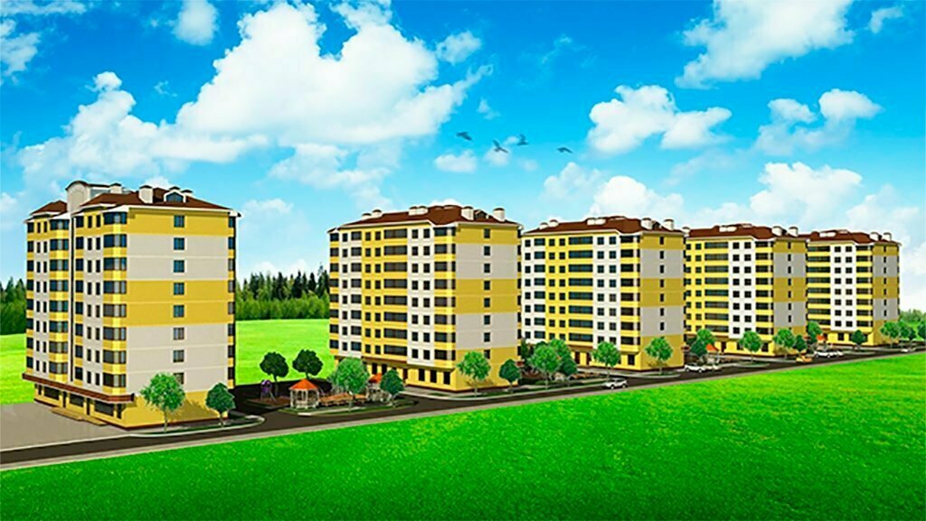 Konut blokları ZhK Zhemchuzhny, Adıge Cumhuriyeti, foto