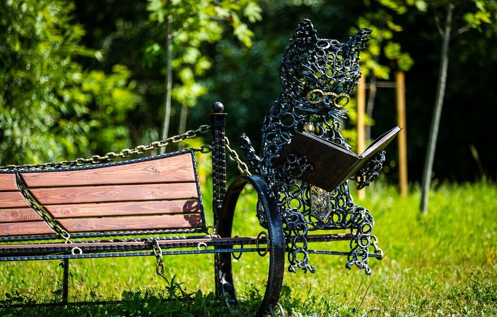 Park, sokak heykeli Кот учёный, Minsk, foto