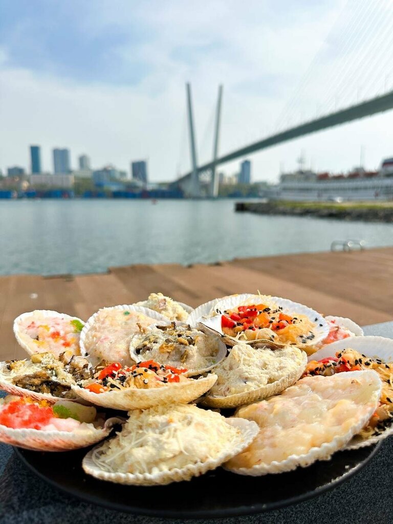 Balık ve deniz ürünleri Krusty crab, Vladivostok, foto