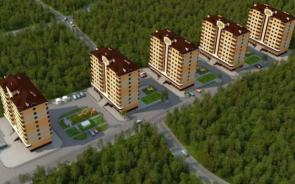 Konut blokları ZhK Zhemchuzhny, Adıge Cumhuriyeti, foto