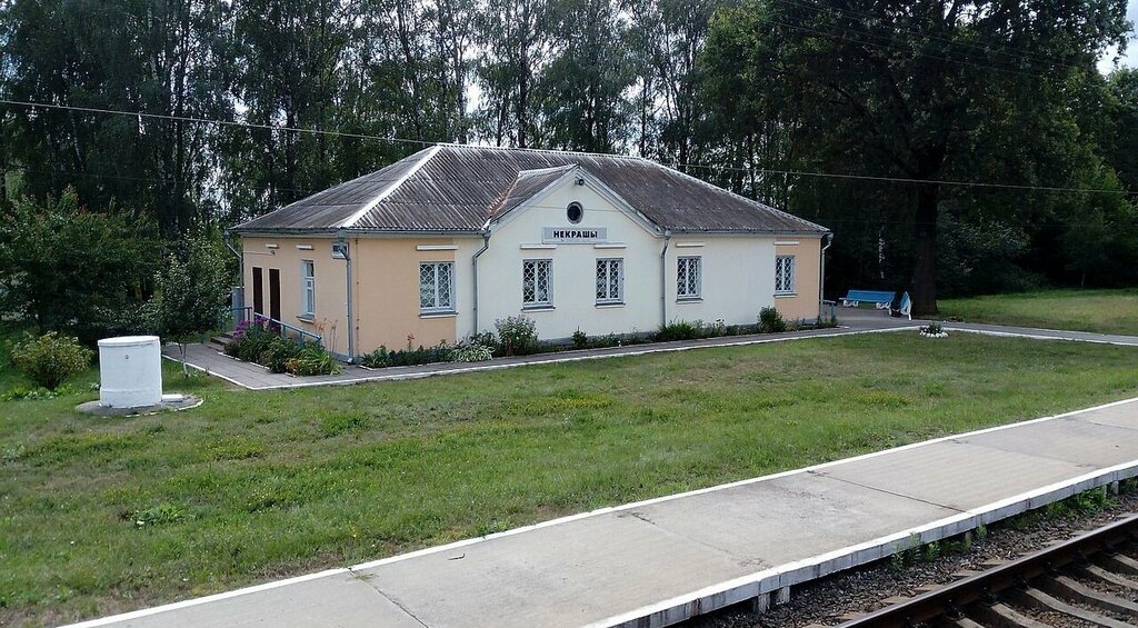 Tren istasyonu Niekrašy Station, Minskaya oblastı, foto