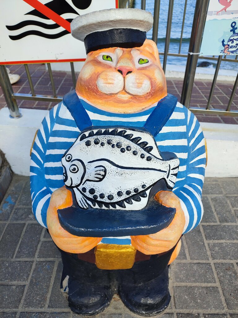 Park, sokak heykeli Кот, Zelenogradsk, foto