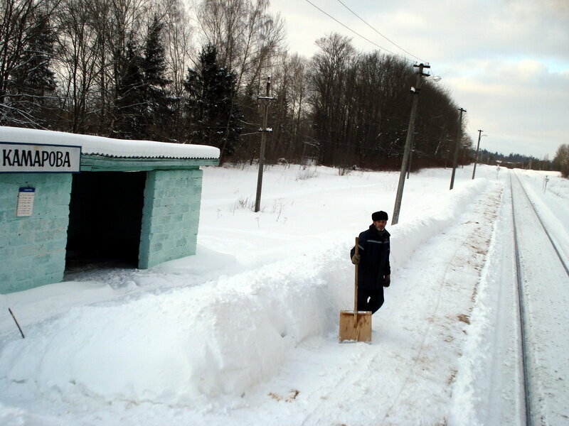 Tren istasyonu prypynačny punkt Kamarova, Vitebskaya oblastı, foto