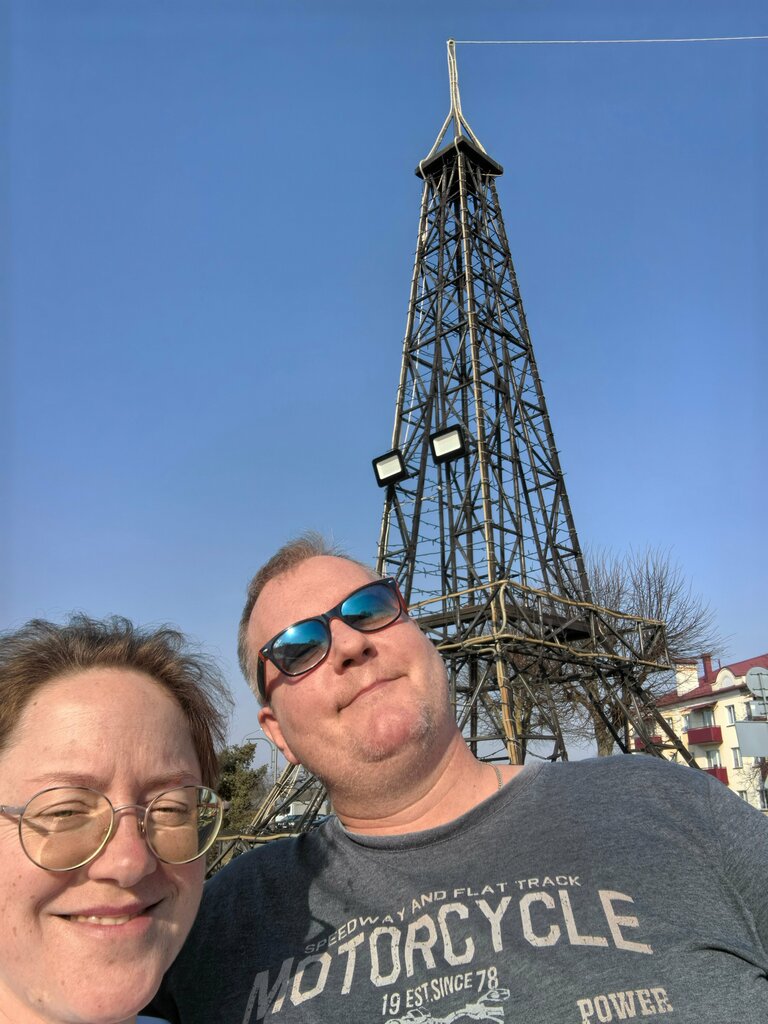Park, sokak heykeli Eiffel tower, Kobrin, foto