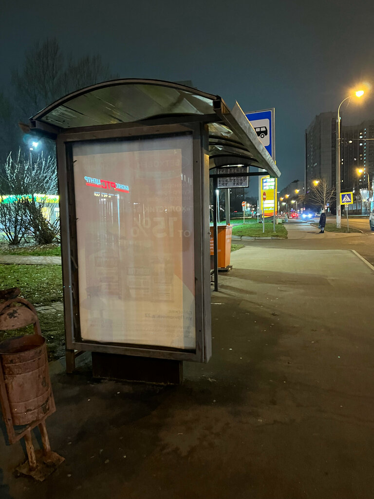 Toplu taşıma durağı Prishvina Street, 3, Moskova, foto