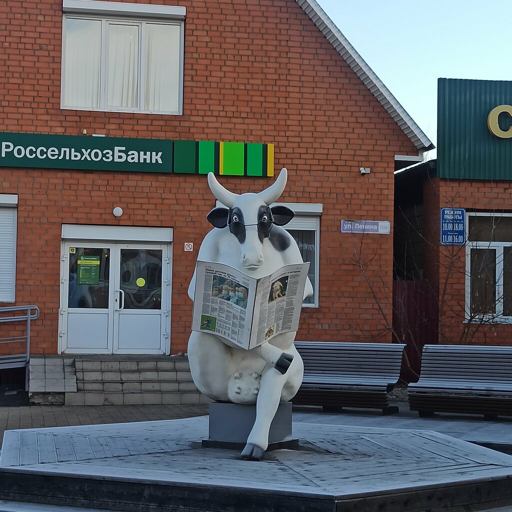 Park, sokak heykeli Читающая корова, Tulun, foto