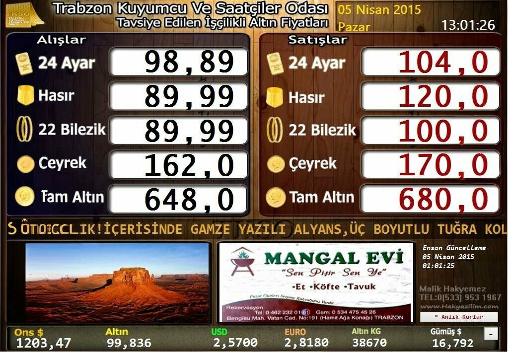 Kuyumcular Hakyazilim - B2b Jewellery Muhasebe Fiyat Panosu, Ortahisar, foto