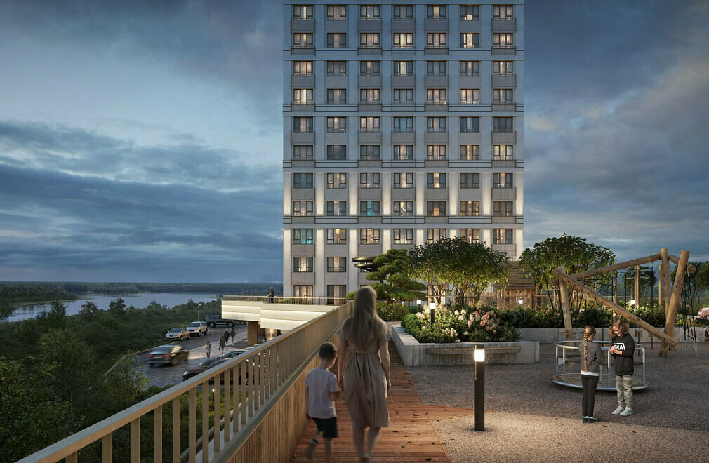 Konut blokları Скандиа. Дом на берегу Туры, Tiumen, foto