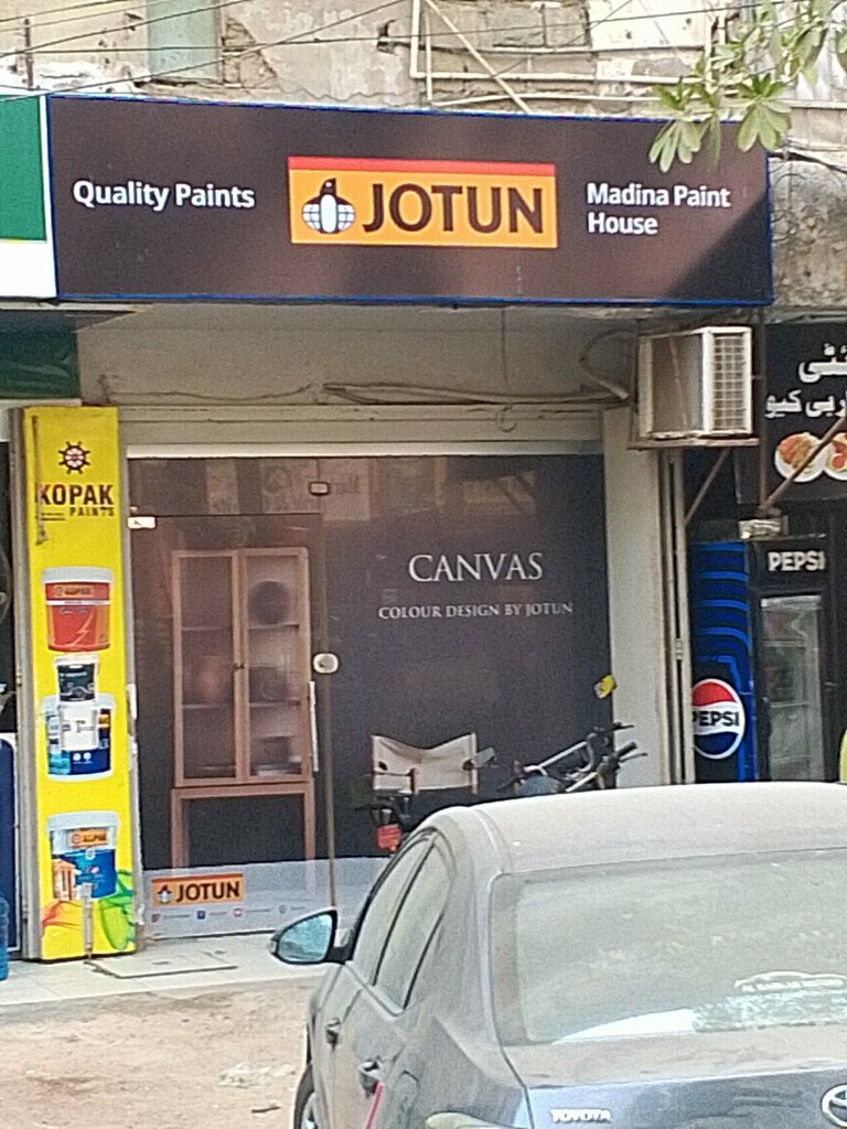 Boya ve cila malzemeleri üretim ve satış yerleri Jotun paints outlet Madina Paint House, Karaçi, foto