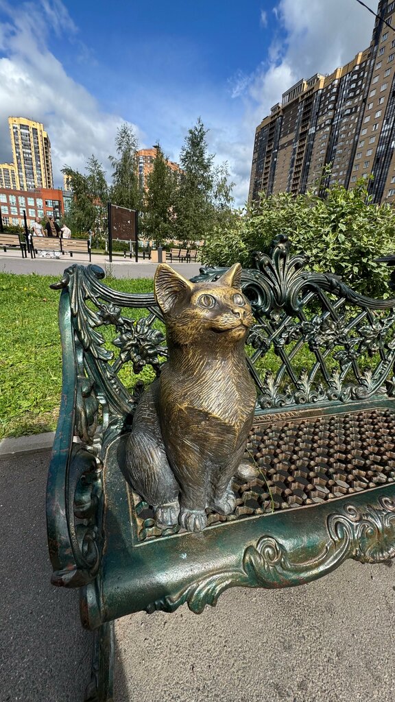 Park, sokak heykeli Dobryy kot, Saint‑Petersburg, foto