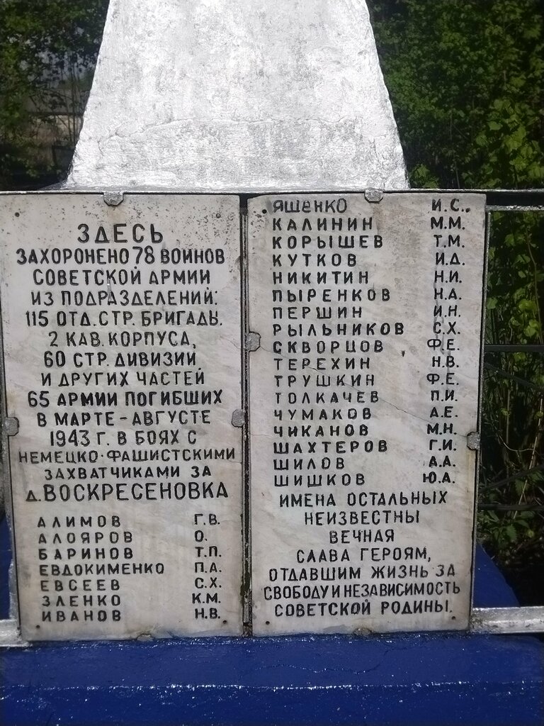 Anıt, heykel Обелиск 78 воинам, Brianskaya oblastı, foto