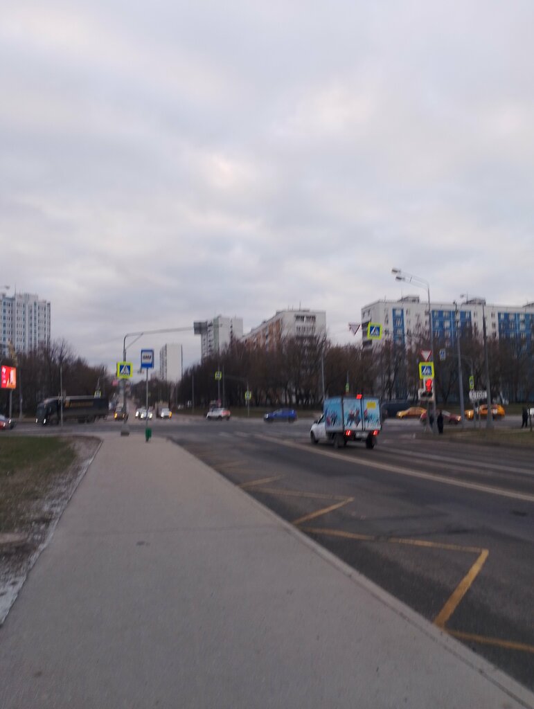 Toplu taşıma durağı Podolskikh Kursantov Street, Moskova, foto