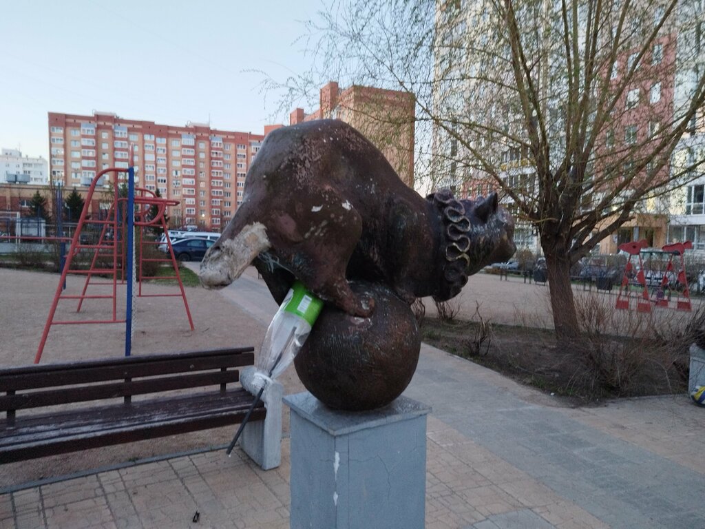Park, sokak heykeli Цирковой кот, Novosibirsk, foto