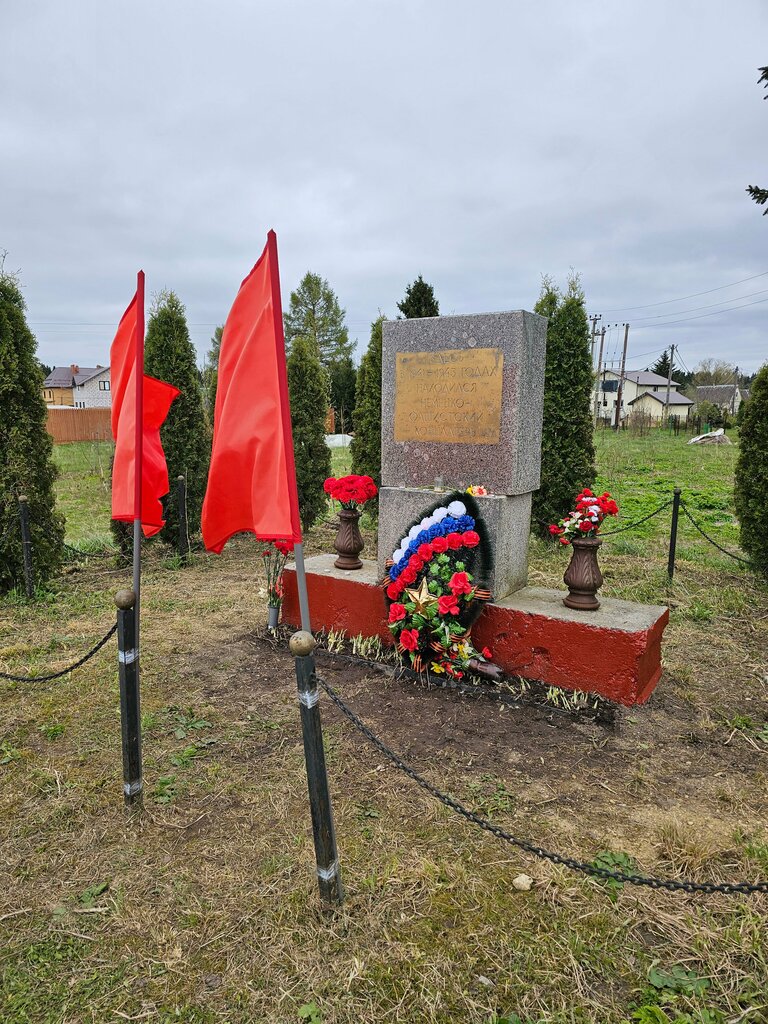 Anıt levhası, anıt taş Памятный знак на месте фашистского концлагеря, Saint‑Petersburg ve Leningradskaya oblastı, foto
