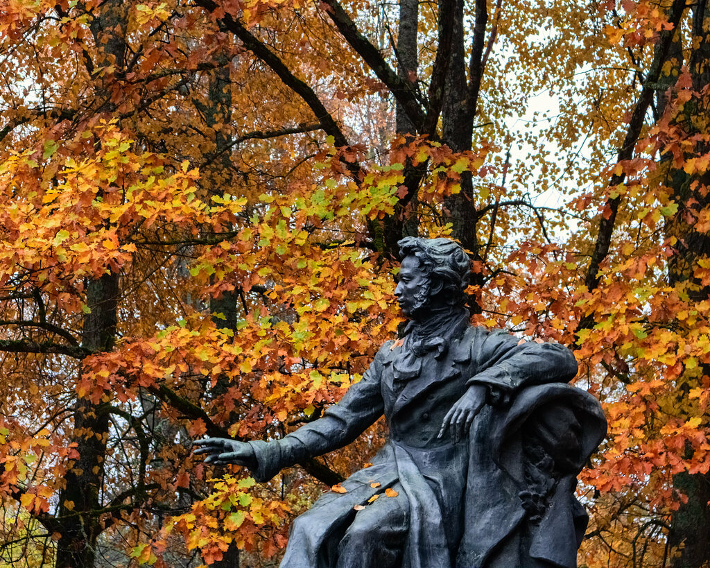 Anıt, heykel Александр Сергеевич Пушкин, Pskovskaya oblastı, foto