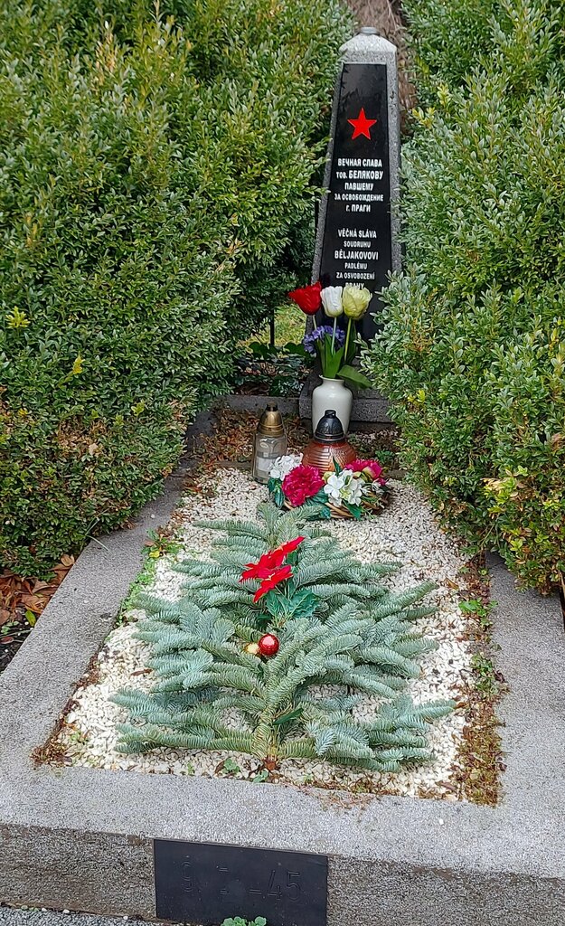 Anıt, heykel Věčná sláva soudruhovi Běljakovi padlému za osvobození Prahy, Prag, foto